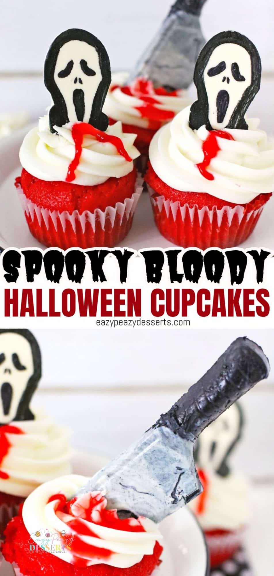 Scary Bloody HALLOWEEN CUPCAKES - Eazy Peazy Desserts