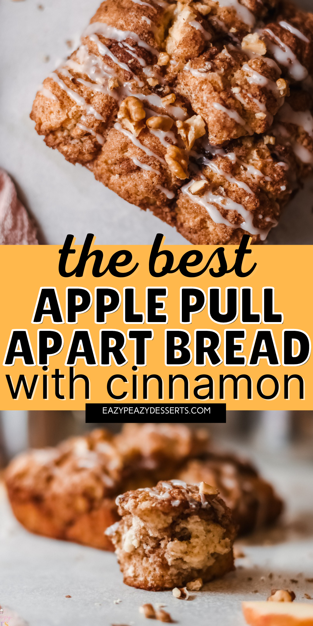 Apple Pull Apart Bread With Cinnamon - Eazy Peazy Desserts